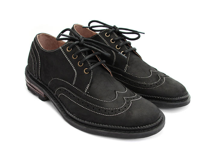 Nathaniel - Black | Double wing-tip derby | Fluevog Shoes