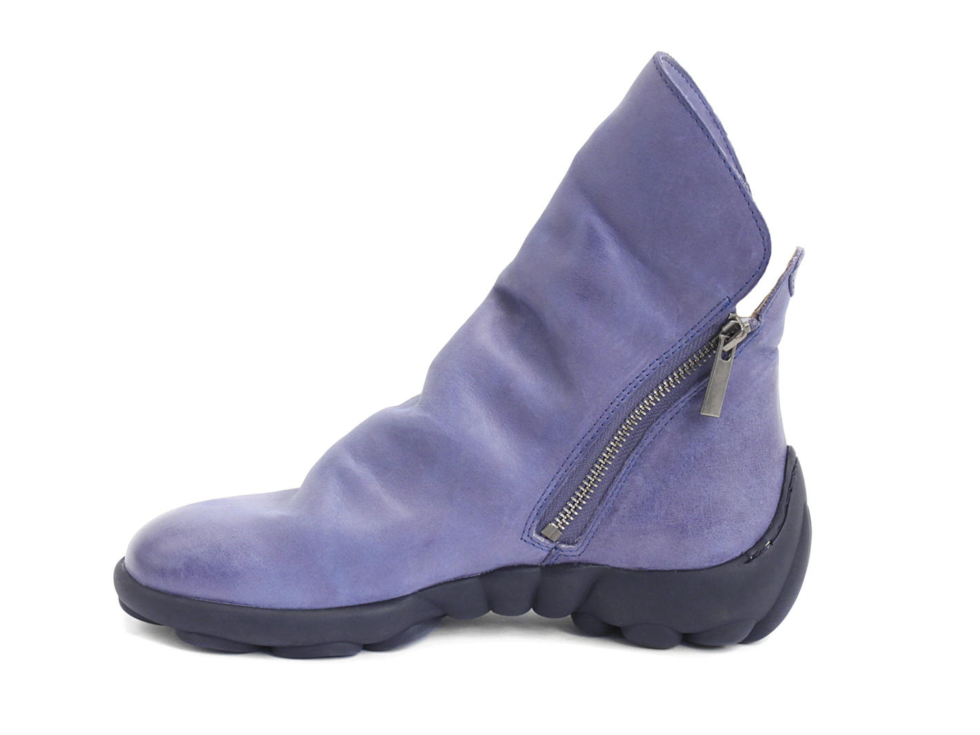 Walker: Womens - Blue | Slouchy zip-up ankle boot | Fluevog Shoes