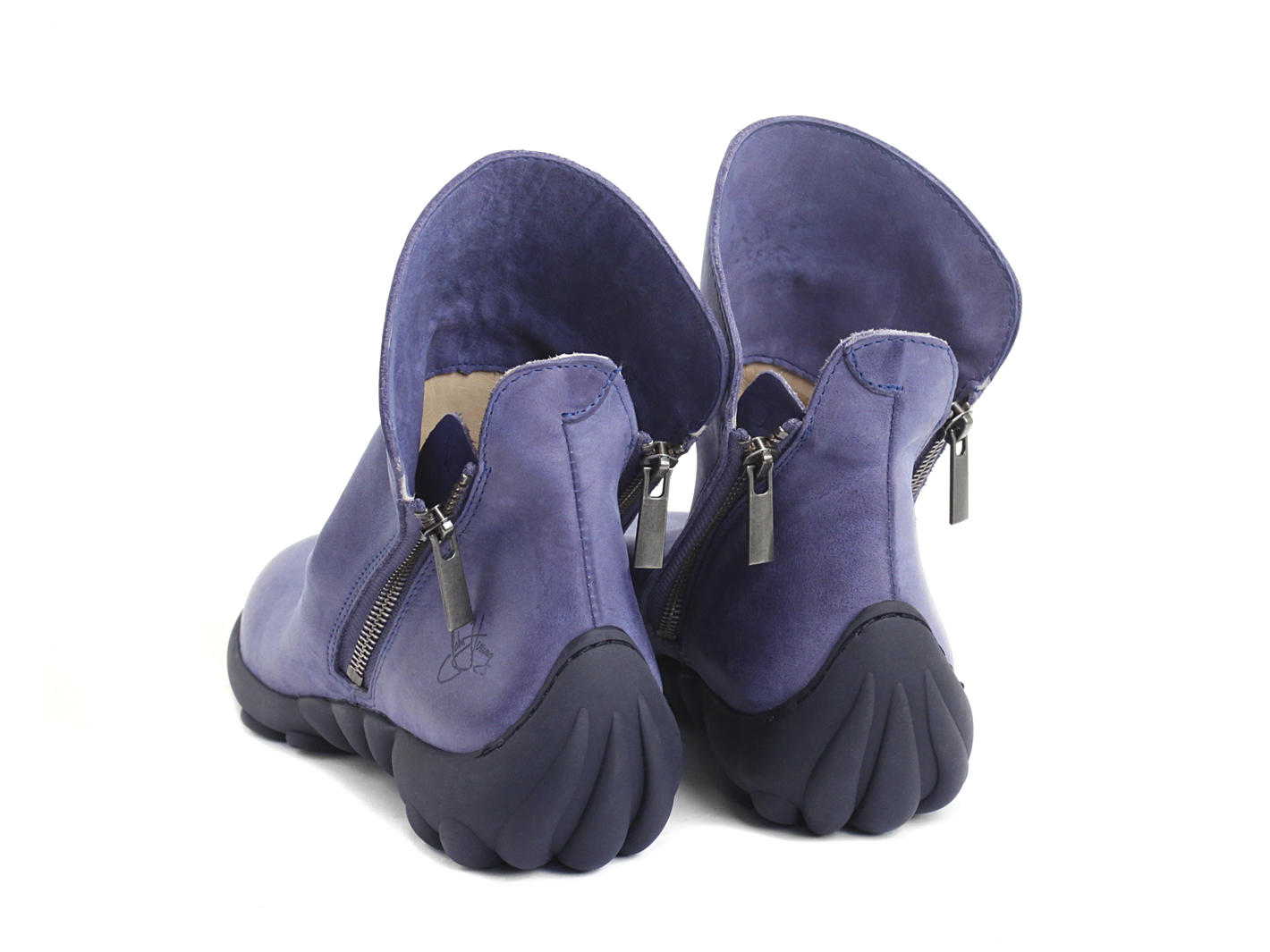 Walker: Womens - Blue | Slouchy zip-up ankle boot | Fluevog Shoes