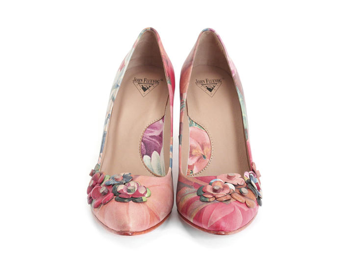 Fluevog Shoes | Shop | Viola (Floral) | Classic pump with appliqué