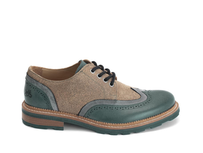 Nathaniel - Green/Brown | Double wing-tip derby | Fluevog Shoes