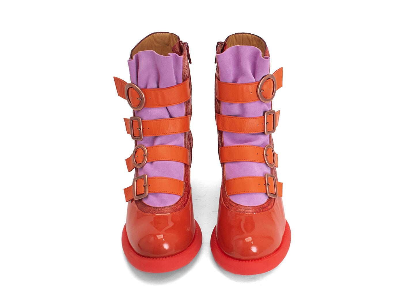 Nigel - Orange/Pink | Ankle boot with buckles | Fluevog Shoes