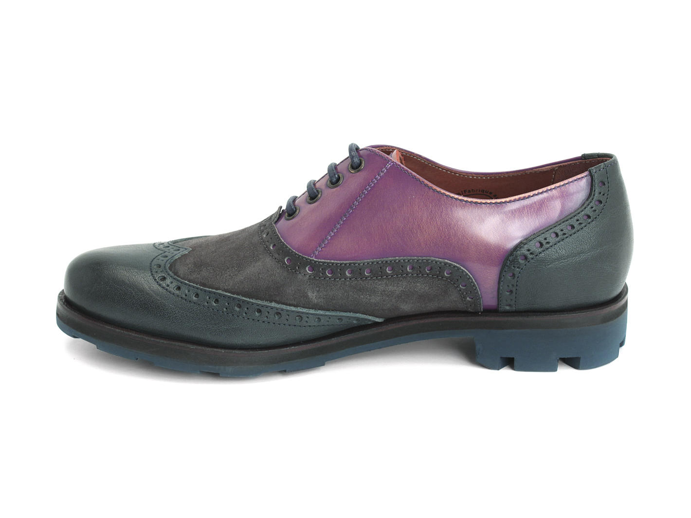 Andrew - Purple, Grey & Navy | Wingtip Brogue Shoe | Fluevog Shoes