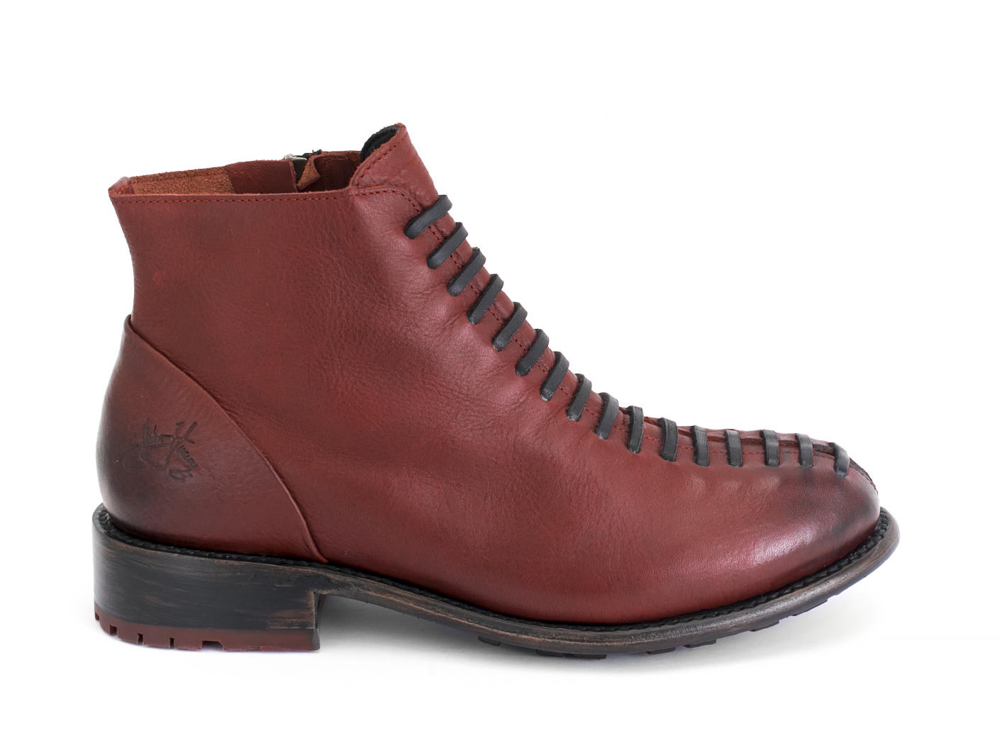Babette: Women’s - Red | Ankle boot with faux laces | Fluevog Shoes