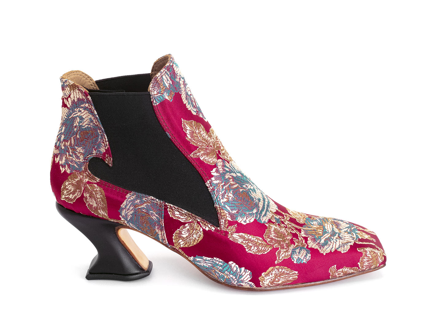 Baroness - Red Floral Jacquard | Square-Toe Chelsea Boots | Fluevog Shoes