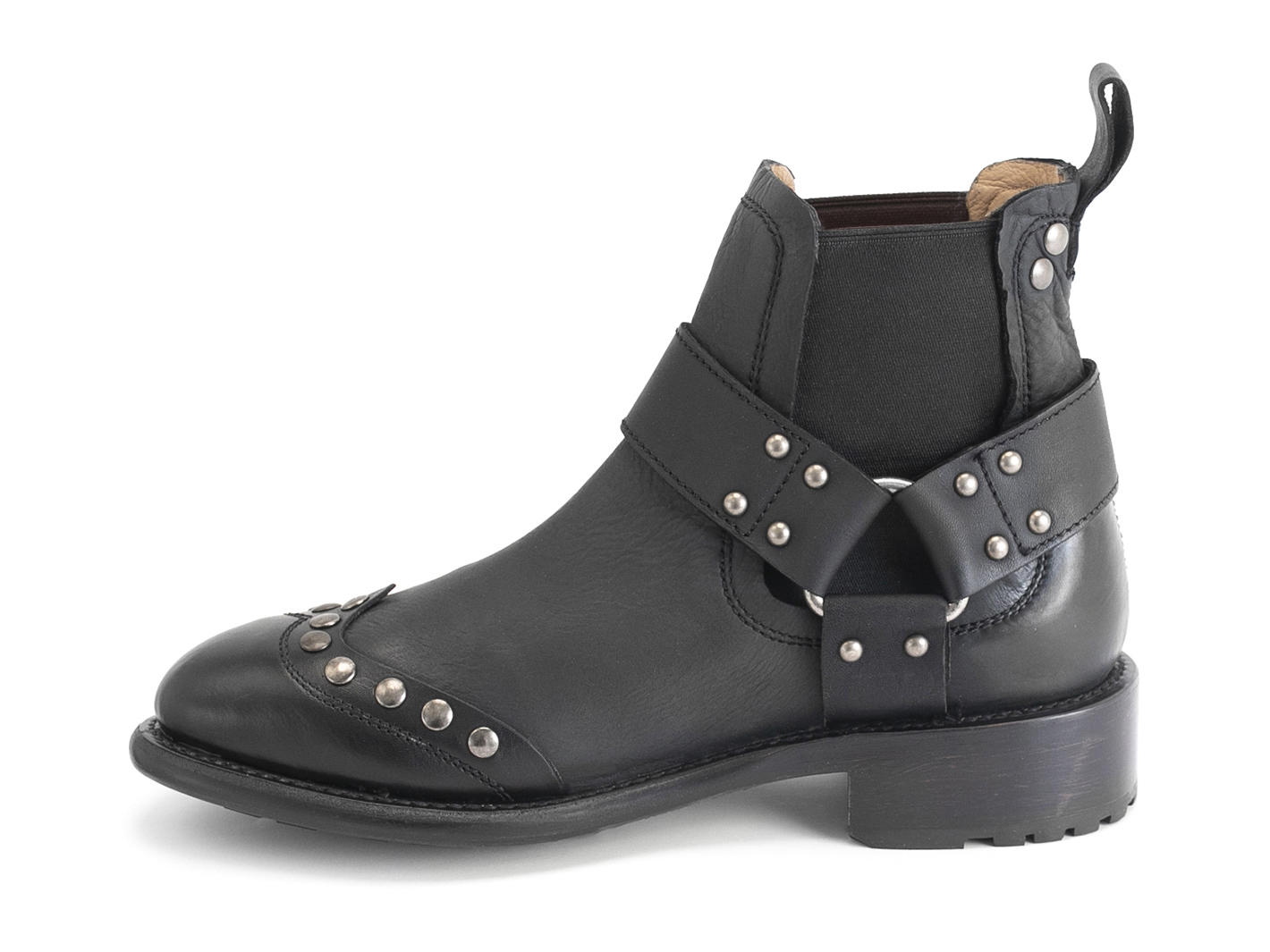 Dewey - Black | Studded chelsea boot | Fluevog Shoes