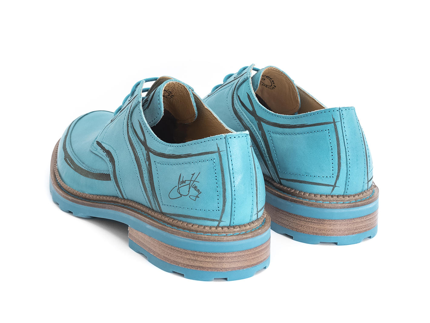 Dublin - Blue | Derby shoe with brush strokes | Fluevog Shoes