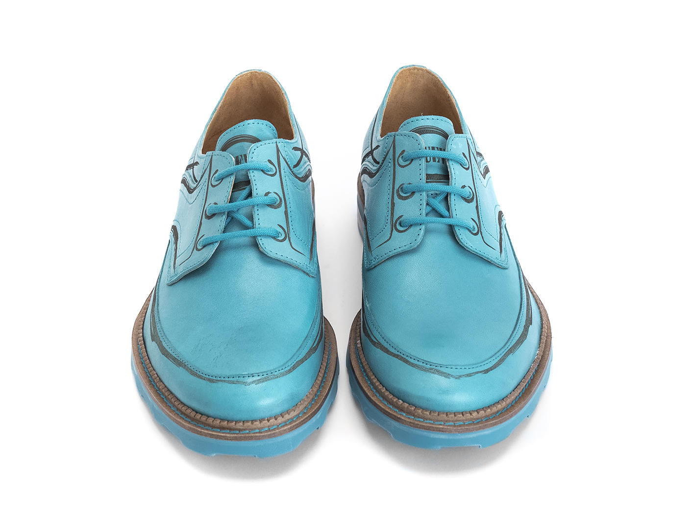 Dublin - Blue | Derby shoe with brush strokes | Fluevog Shoes