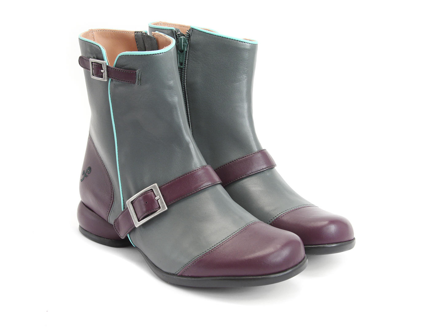 Emma - Teal & Purple | Leather Gum Boot | Fluevog Shoes