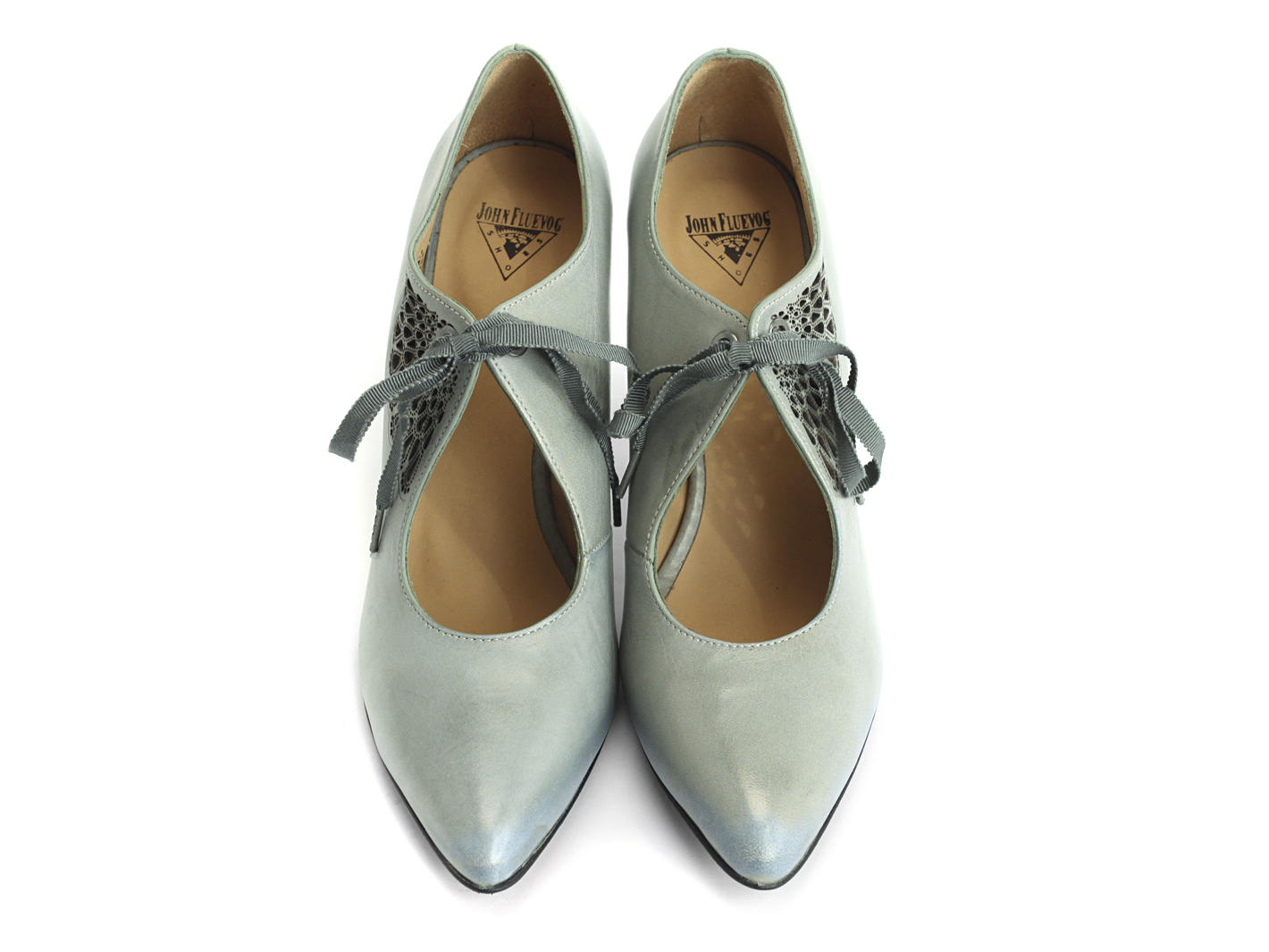 Estella - Light Blue | Laser cut lace-up heel | Fluevog Shoes
