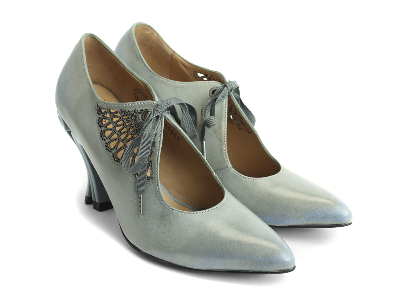 Estella - Light Blue | Laser cut lace-up heel | Fluevog Shoes