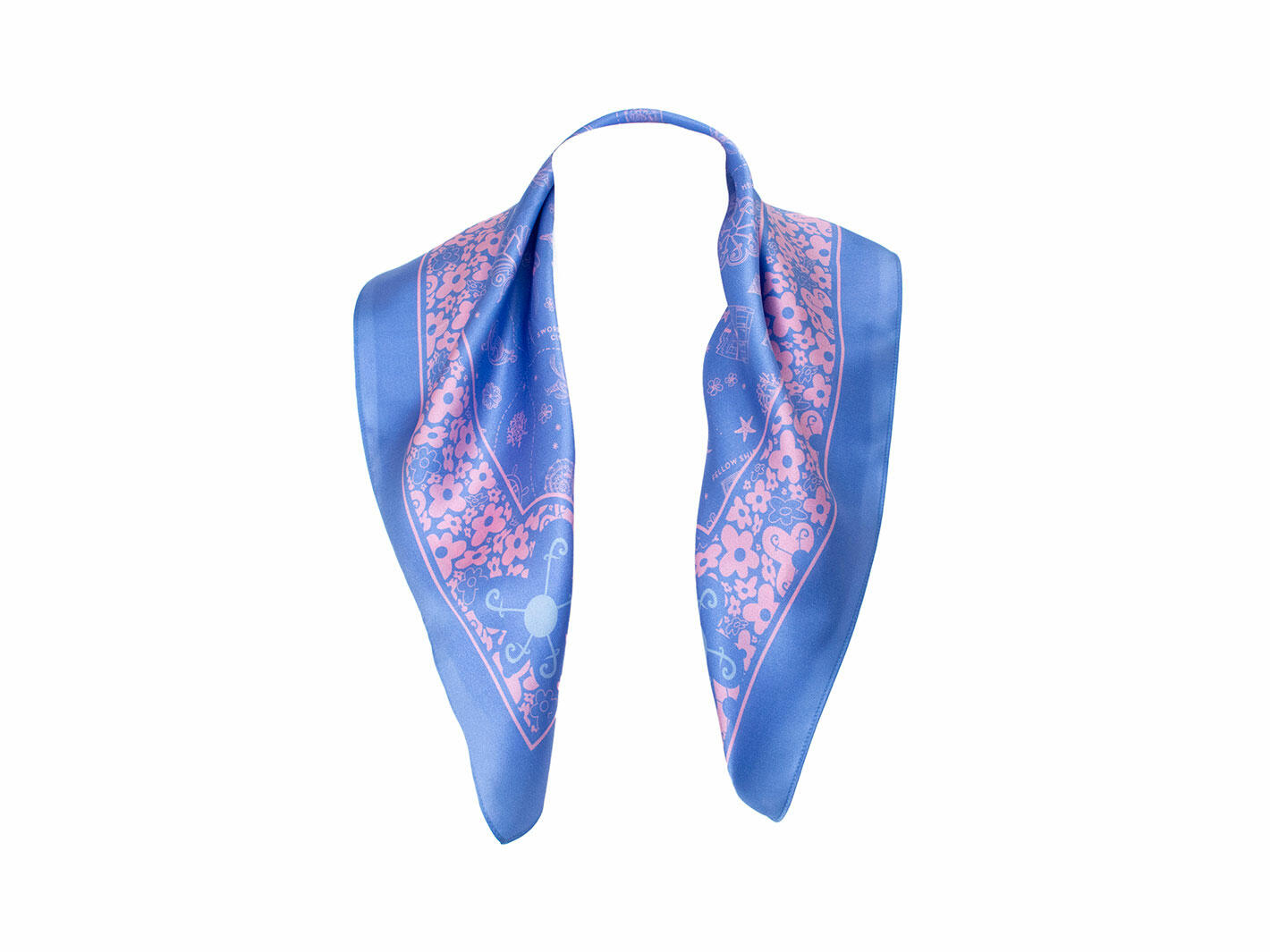Floral Map Scarf - Blue/Pink | Silk headscarf | Fluevog Shoes
