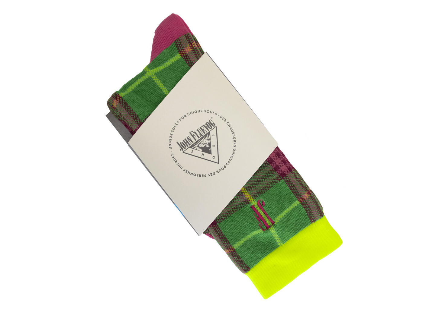 Hazel Vog Socks - Green/Pink | Knit plaid sock | Fluevog Shoes