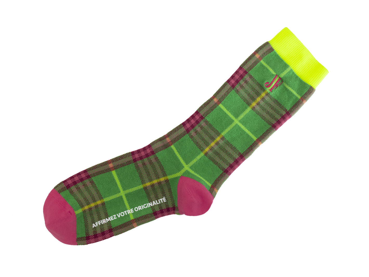 Hazel Vog Socks - Green/Pink | Knit plaid sock | Fluevog Shoes