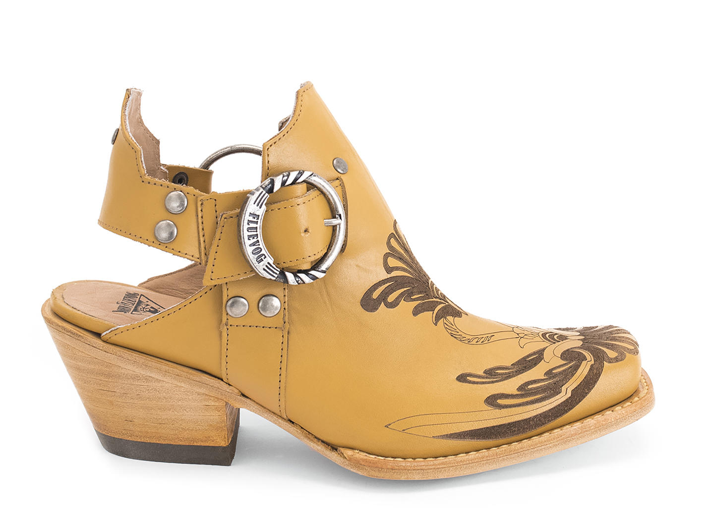 Loretta - Mustard | Western slingback heel | Fluevog Shoes