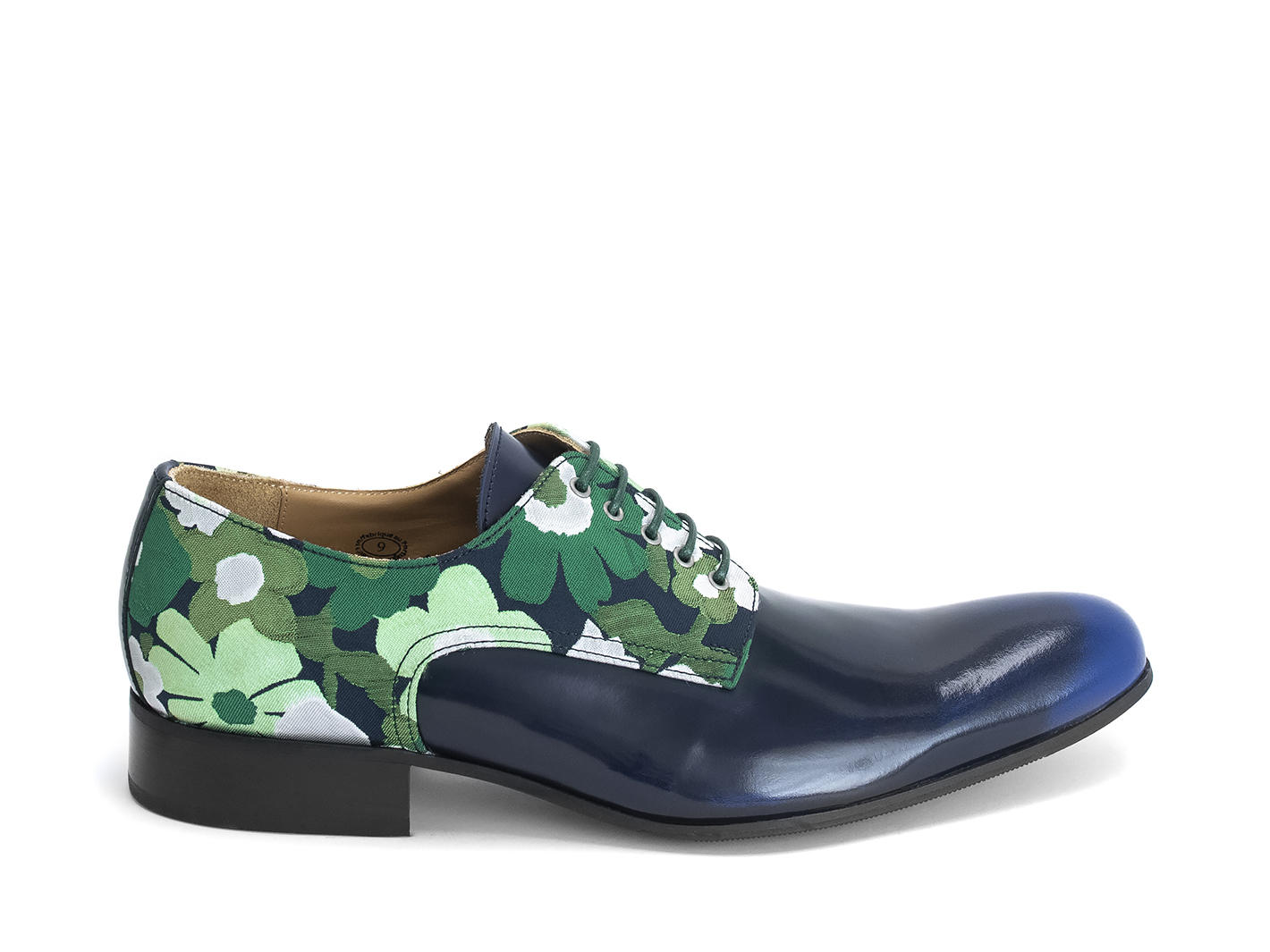 Luciano - Blue/Floral | Sleek Derby Shoes | Fluevog Shoes