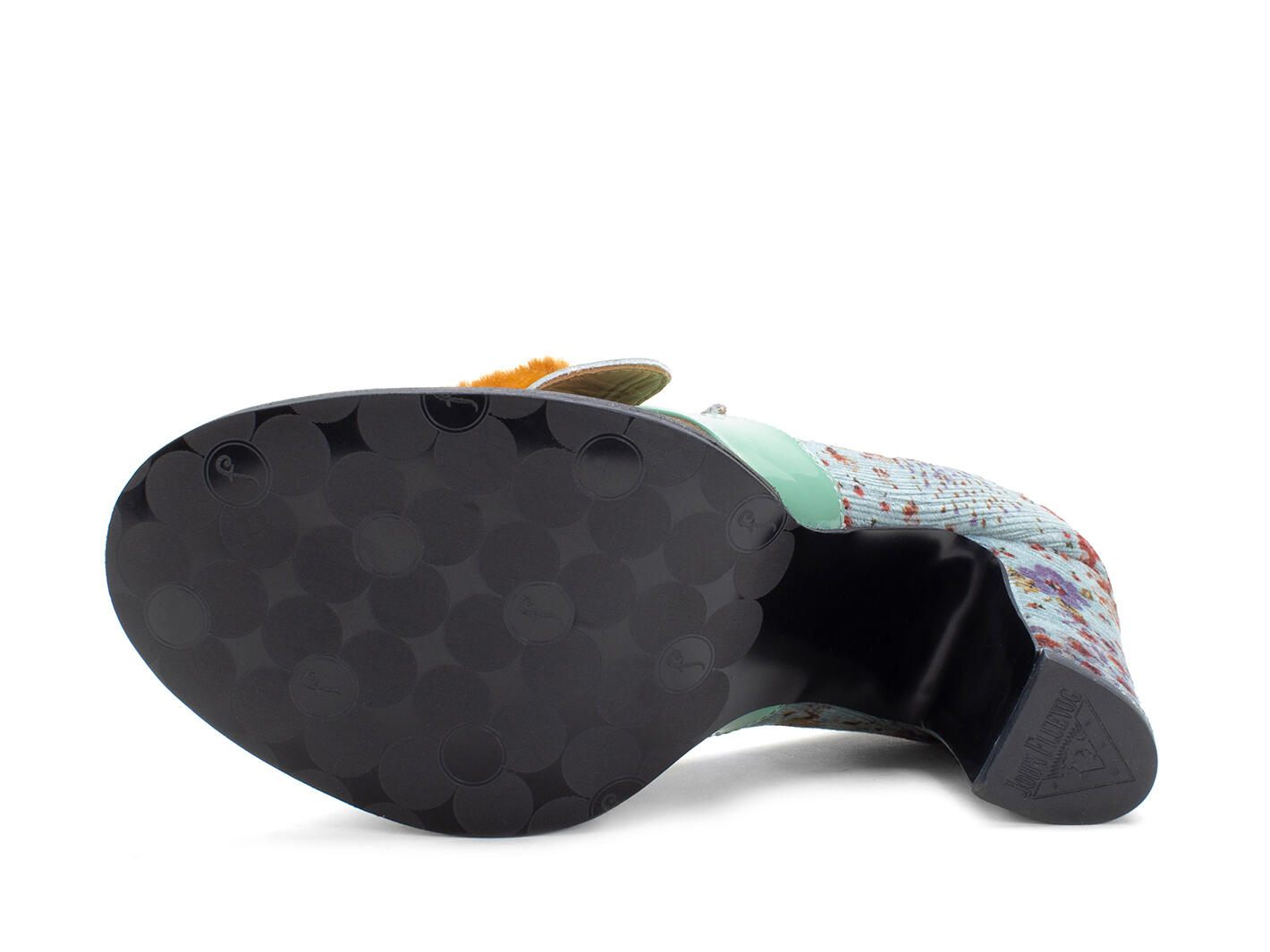 Lyn - Green Floral | Loafer heels with faux fur buckle | Fluevog Shoes