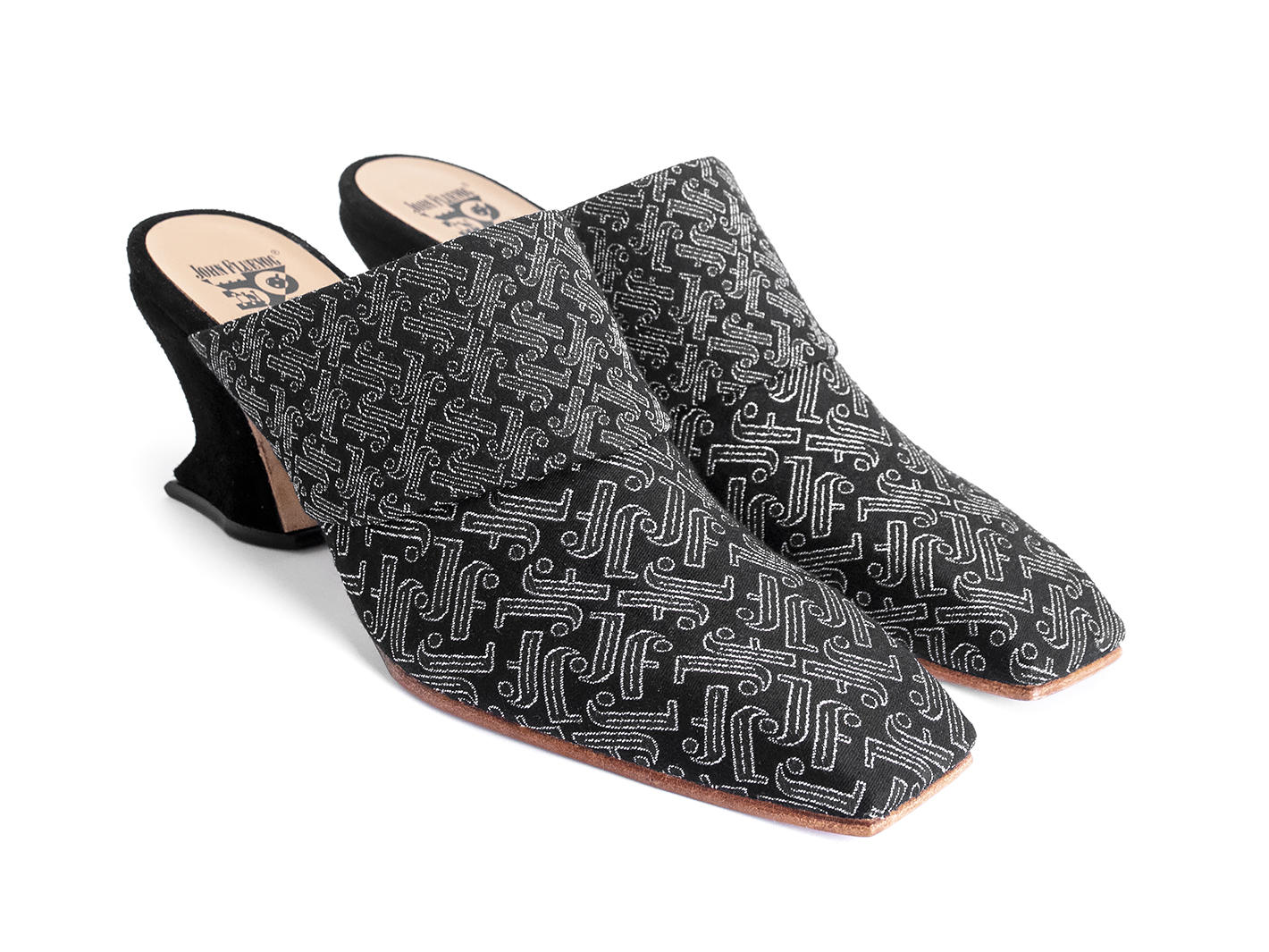 Majesty - Black JF Monogram | Mule Heels | Fluevog Shoes