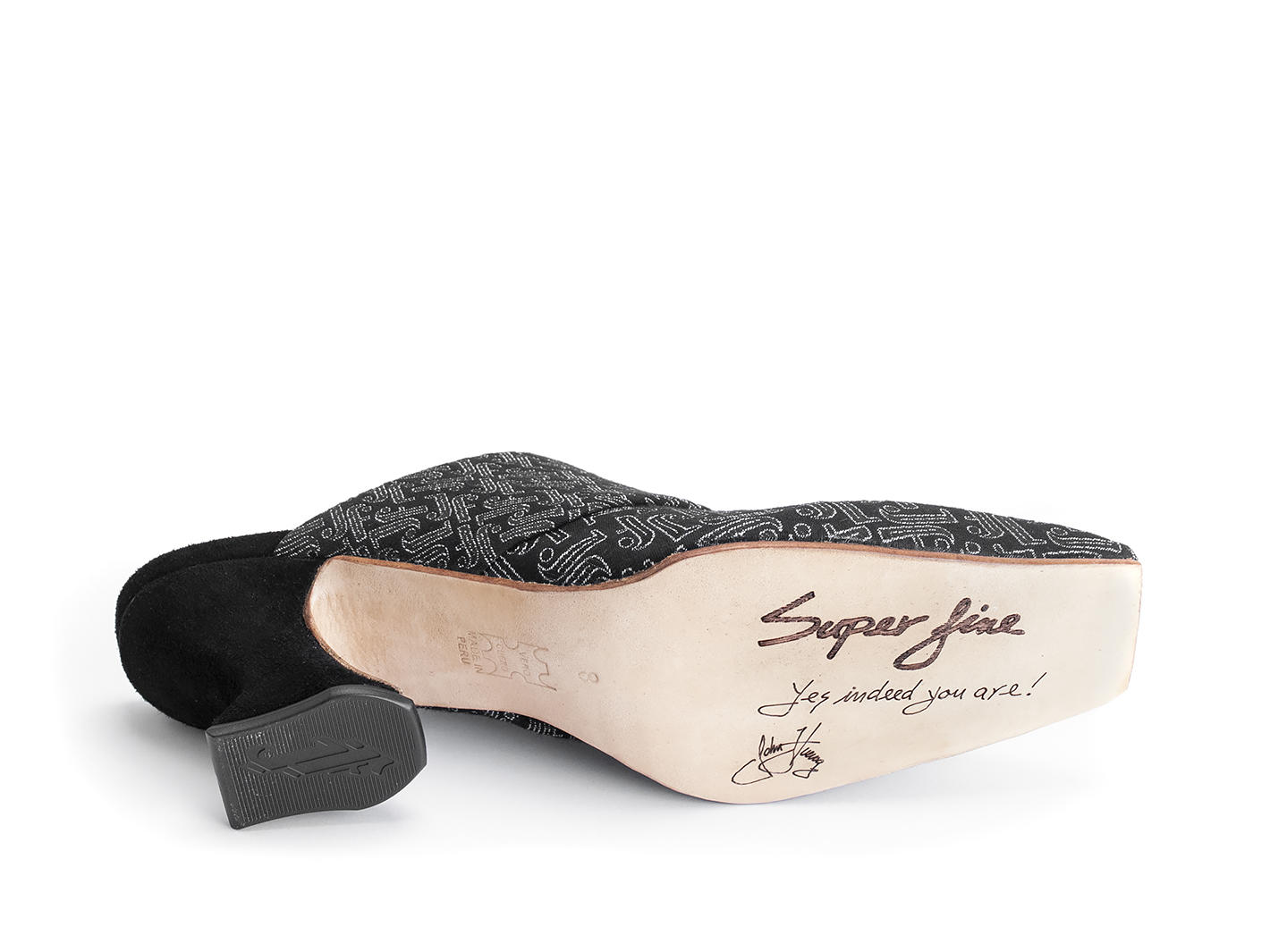 Majesty - Black JF Monogram | Mule Heels | Fluevog Shoes