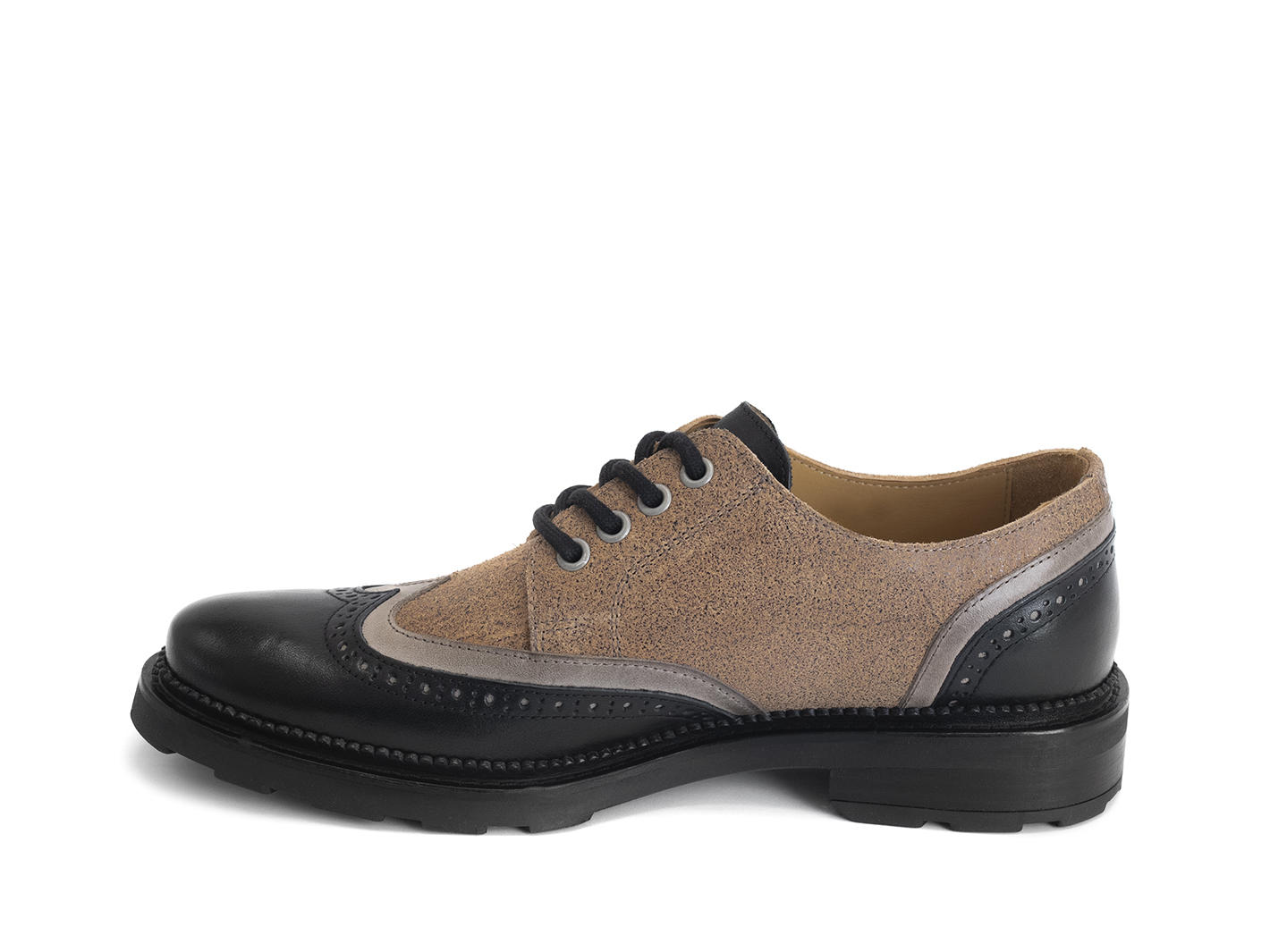 Nathaniel - Black/Brown | Double Wingtip Derby Shoes | Fluevog Shoes