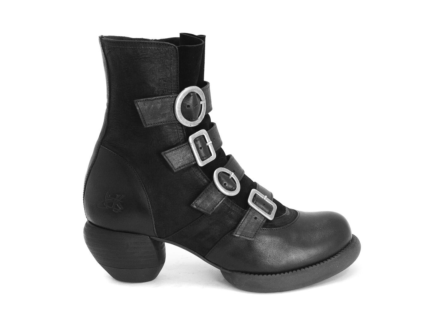 Nigel - Black | Ankle boot with buckles | Fluevog Shoes