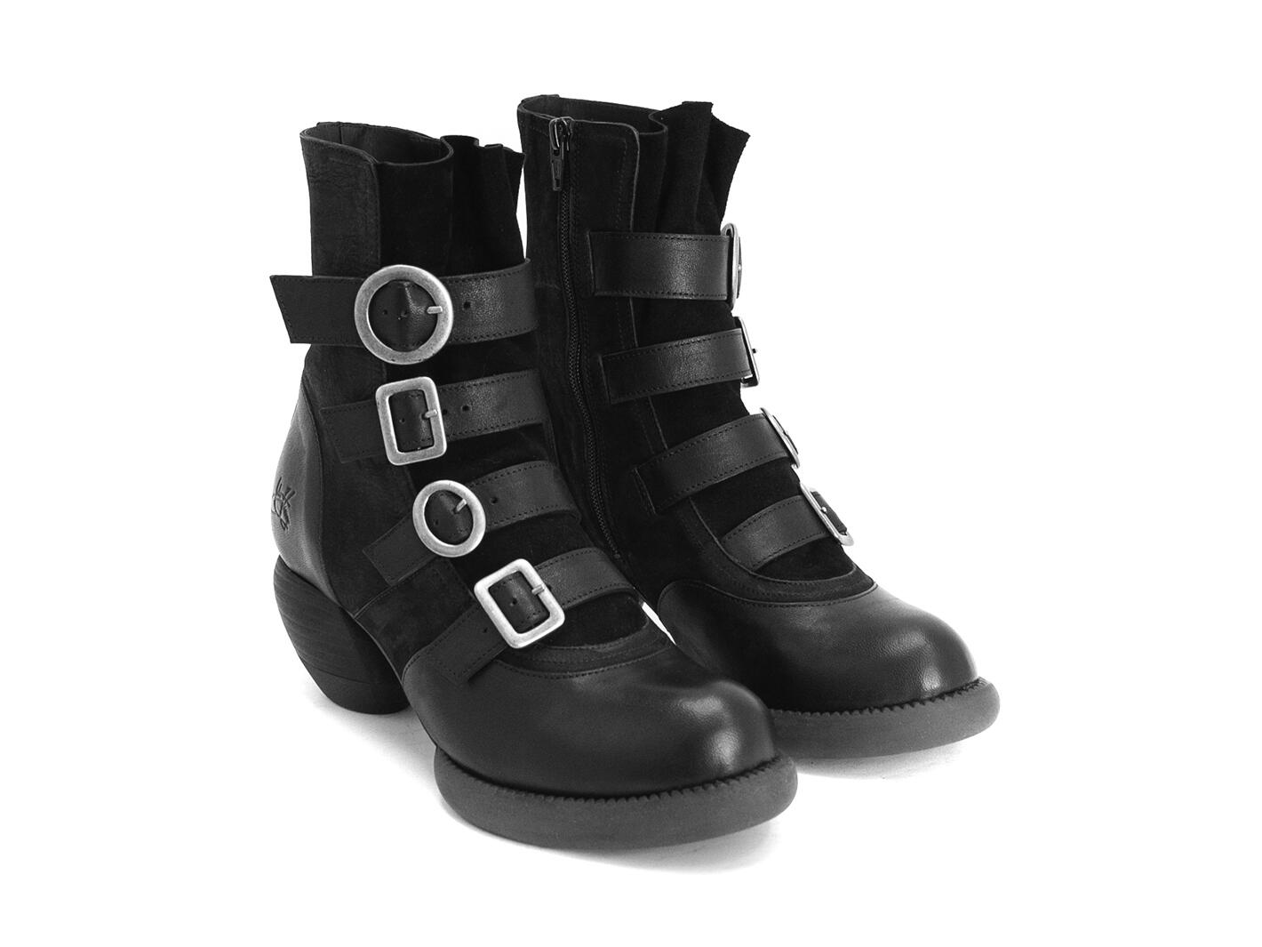 Nigel - Black | Ankle boot with buckles | Fluevog Shoes