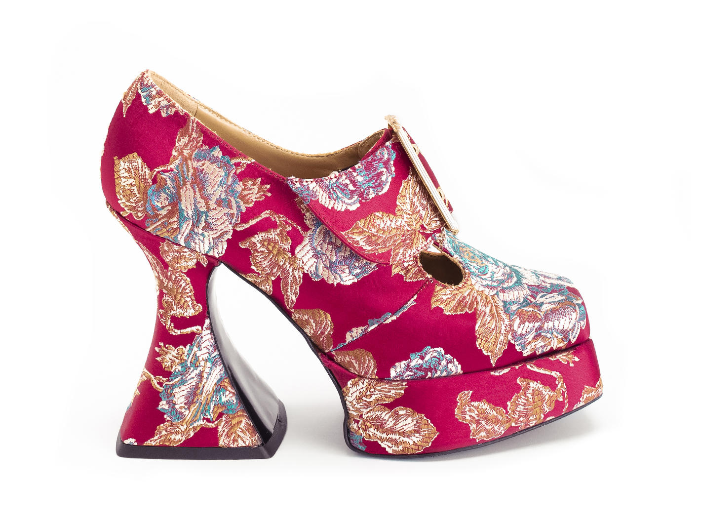 Original - Red Floral Jacquard | Baroque platform heel | Fluevog Shoes