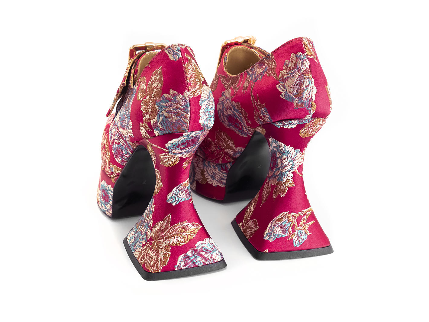 Original - Red Floral Jacquard | Baroque Platform Heels | Fluevog Shoes