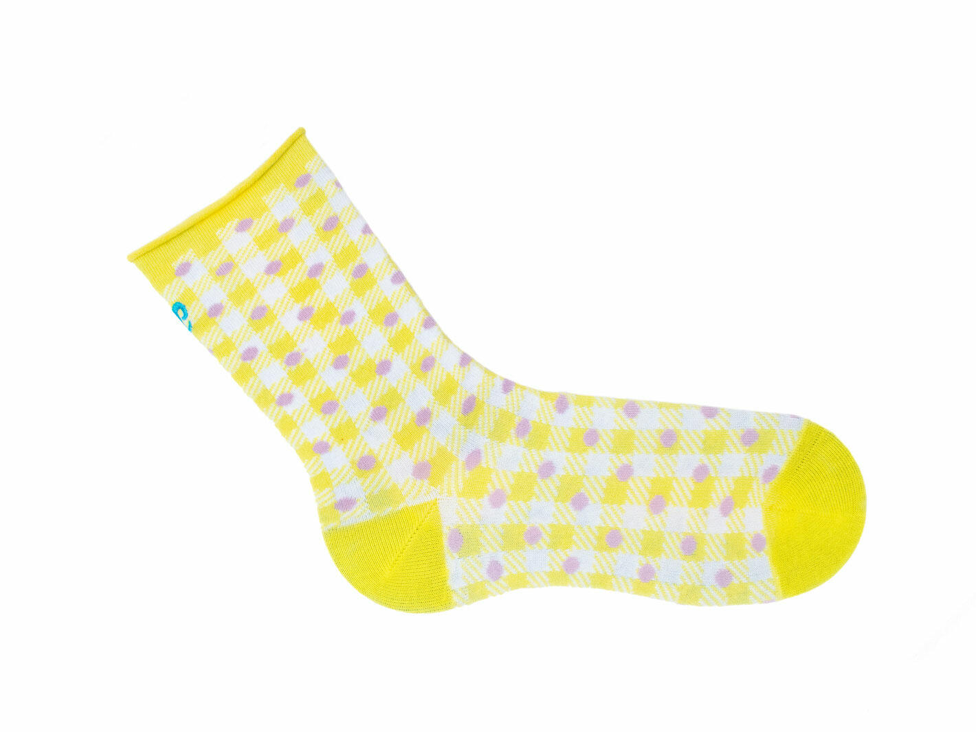 Valentina Vog Socks - Yellow/White | Gingham polka dot sock | Fluevog Shoes