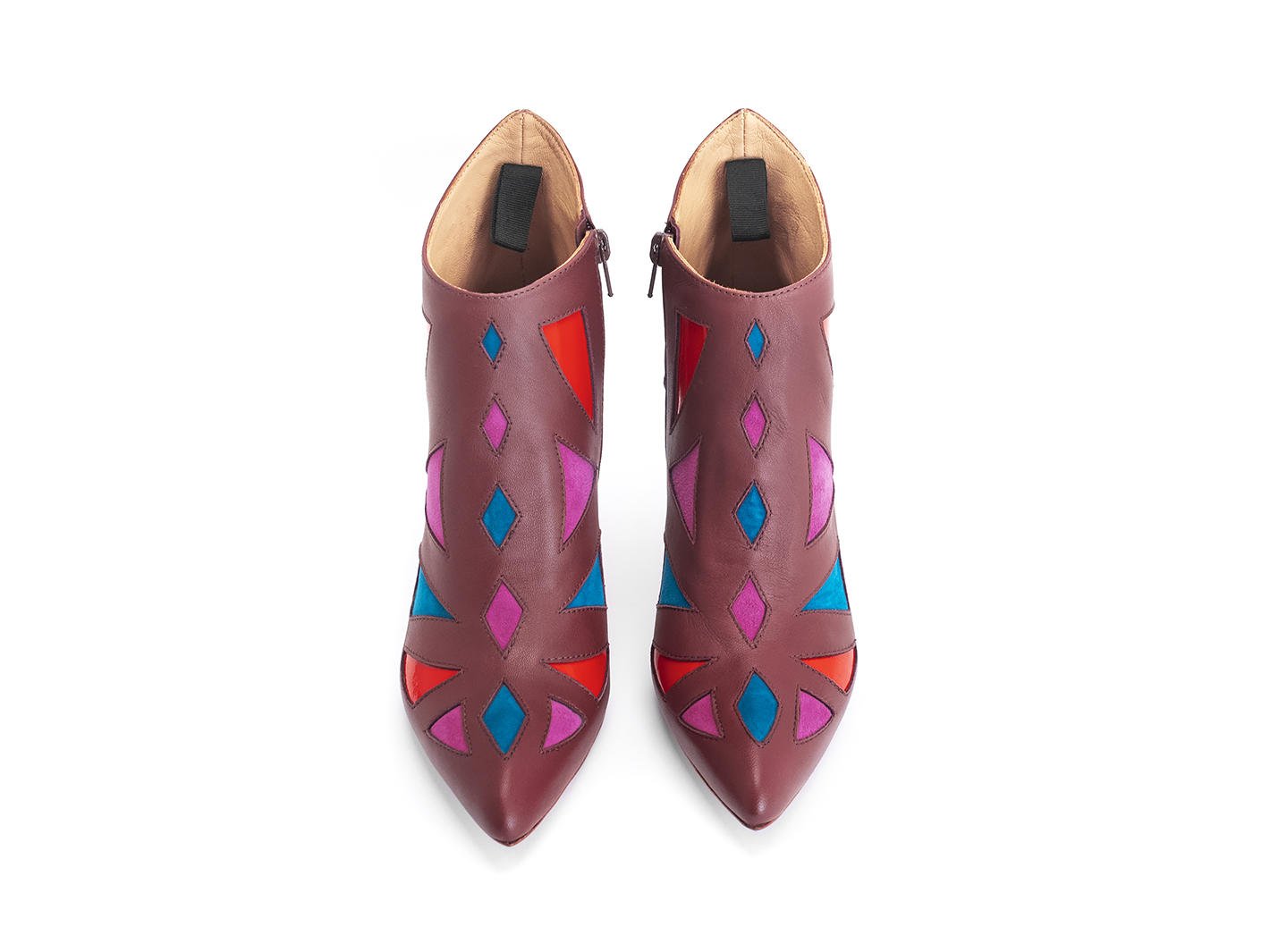 Waltz - Burgundy/Multi | Geometric ankle boot | Fluevog Shoes