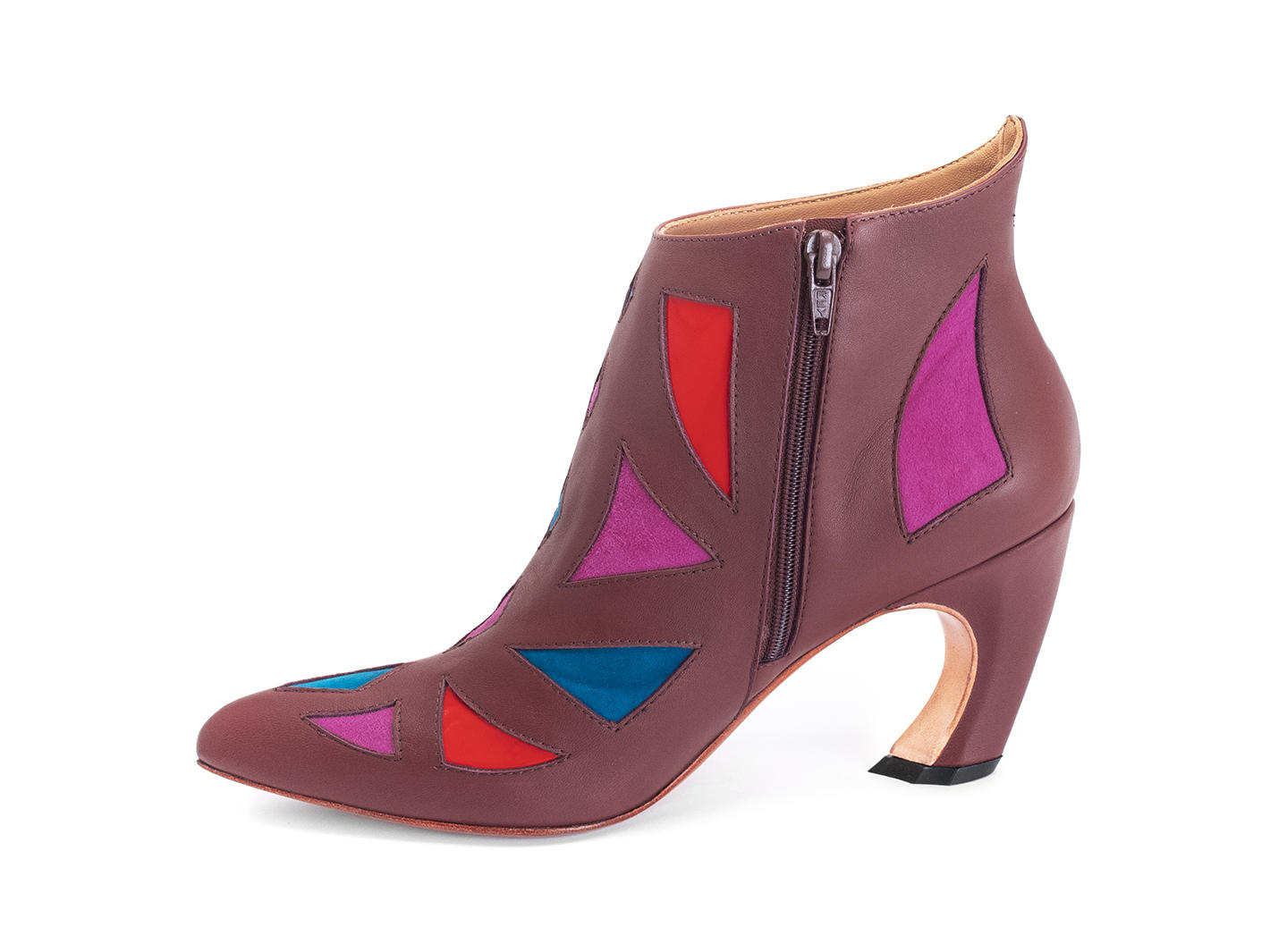 Waltz - Burgundy/Multi | Geometric ankle boot | Fluevog Shoes