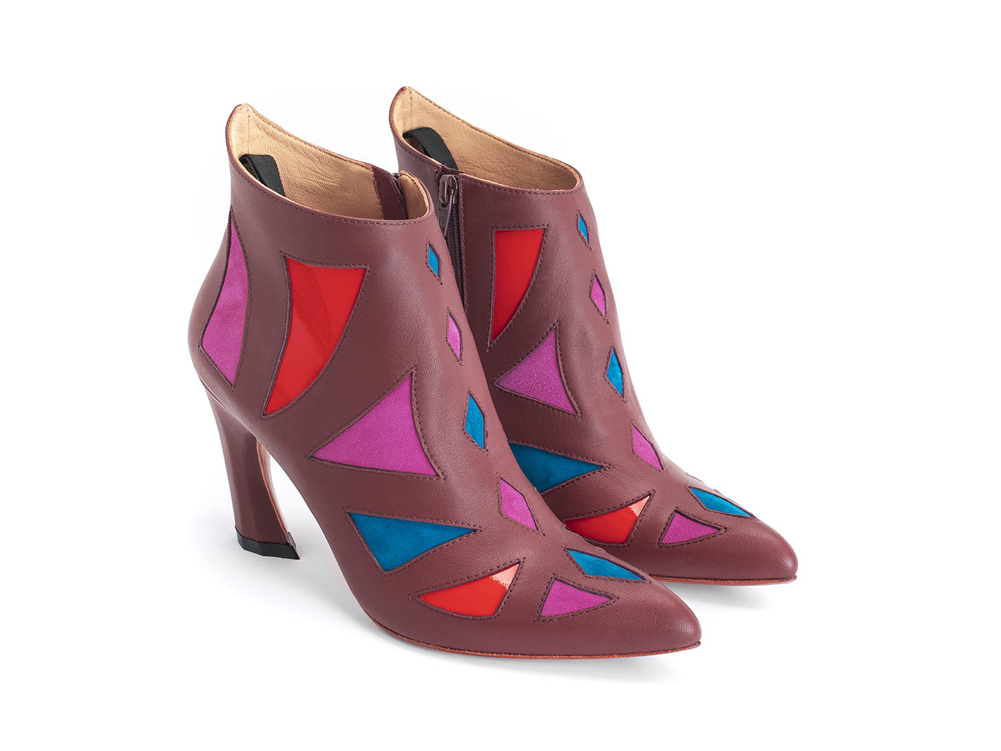 Waltz - Burgundy/Multi | Geometric ankle boot | Fluevog Shoes