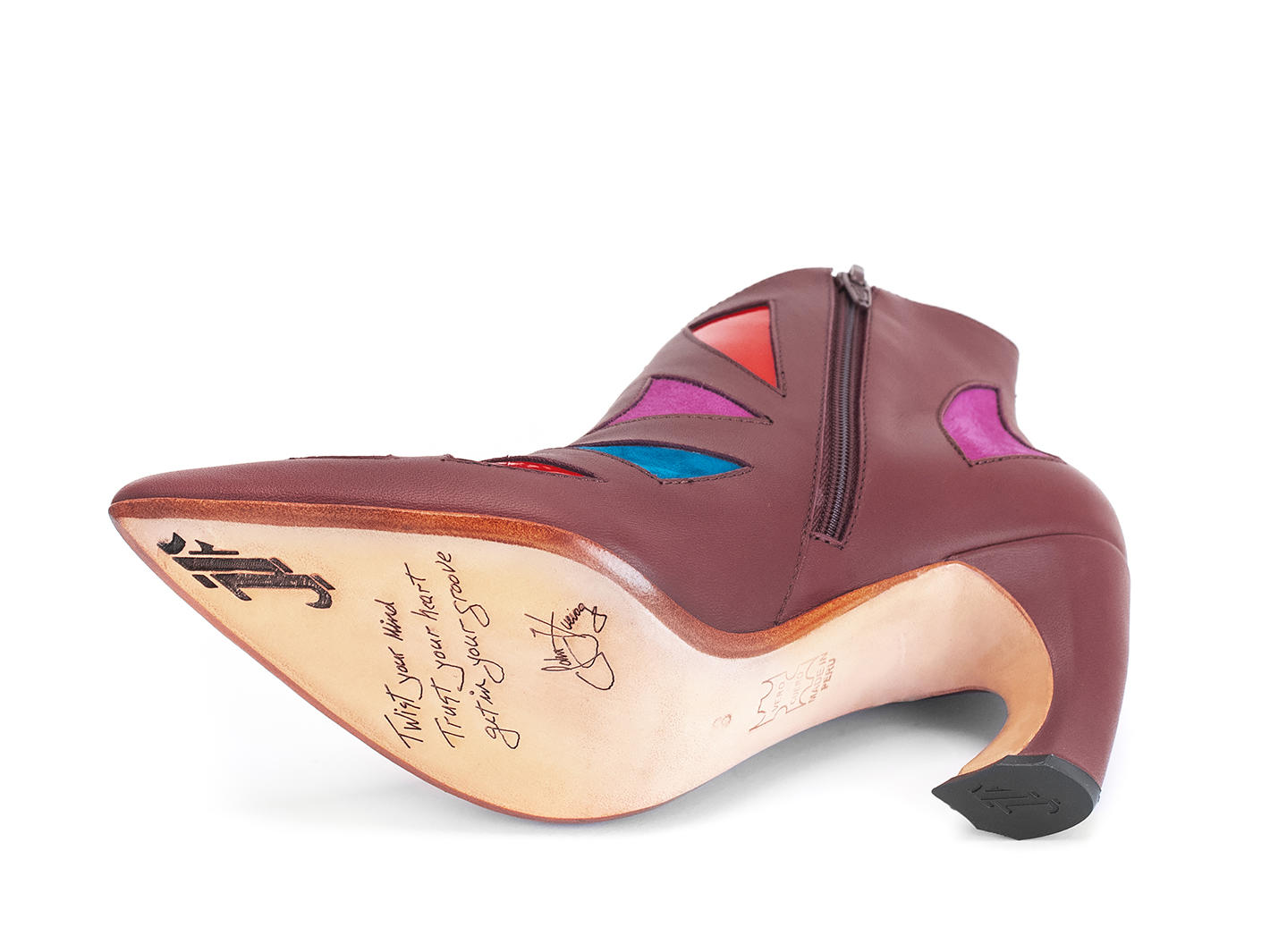 Waltz - Burgundy/Multi | Geometric ankle boot | Fluevog Shoes