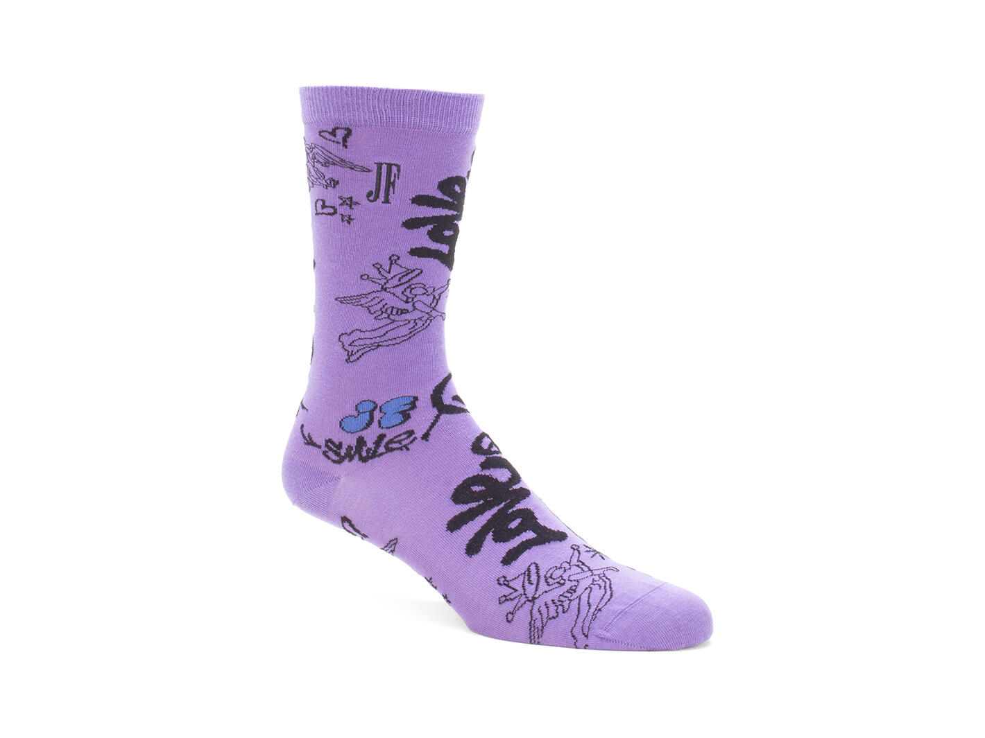 Wolfie Vog Socks - Purple | Graffiti print sock | Fluevog Shoes