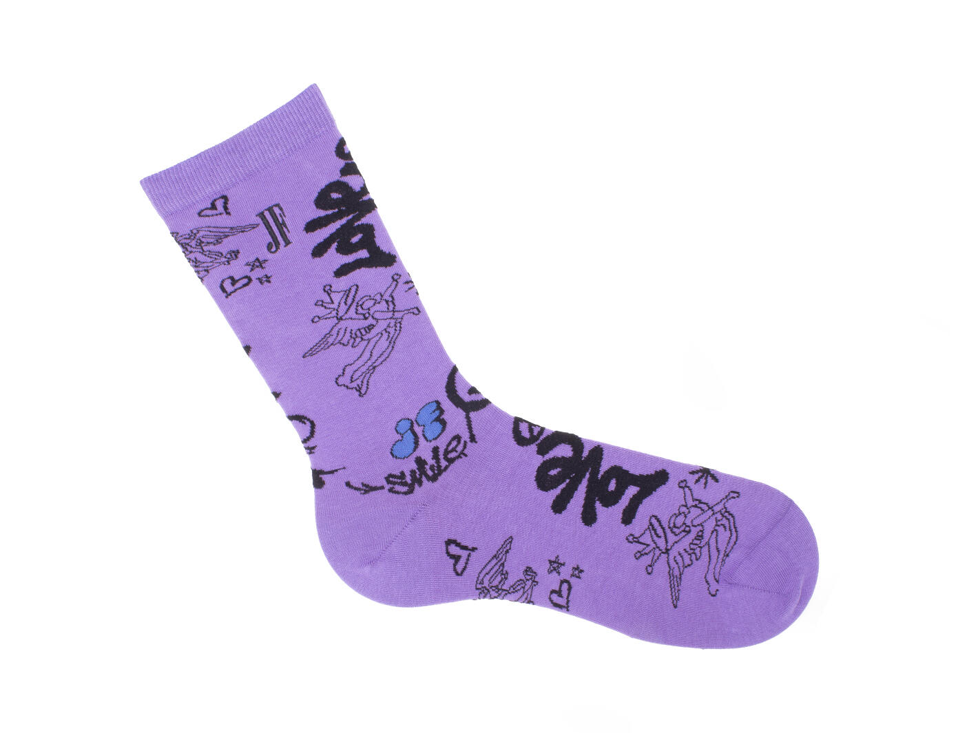 Wolfie Vog Socks - Purple | Graffiti print sock | Fluevog Shoes