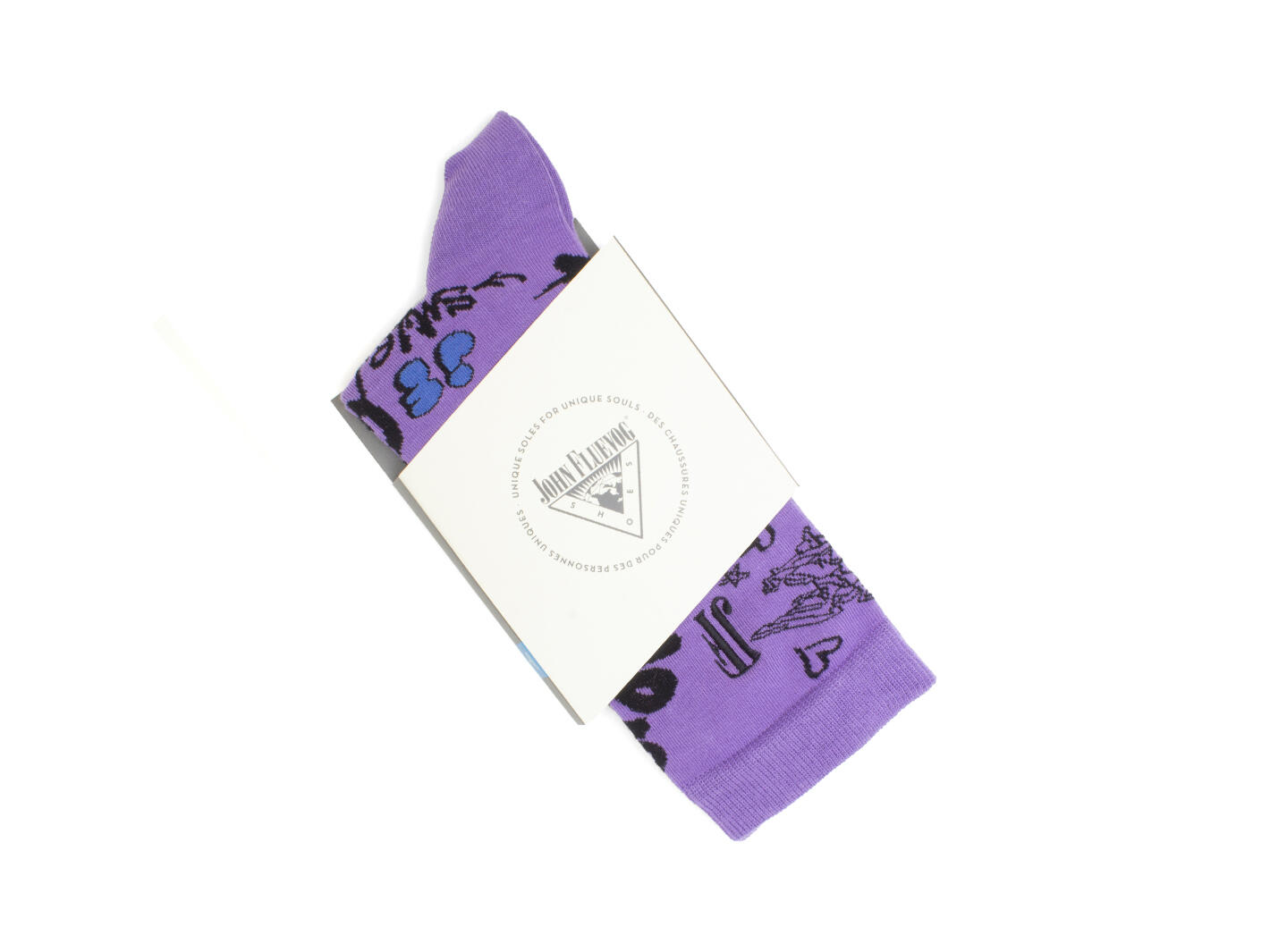 Wolfie Vog Socks - Purple | Graffiti print sock | Fluevog Shoes